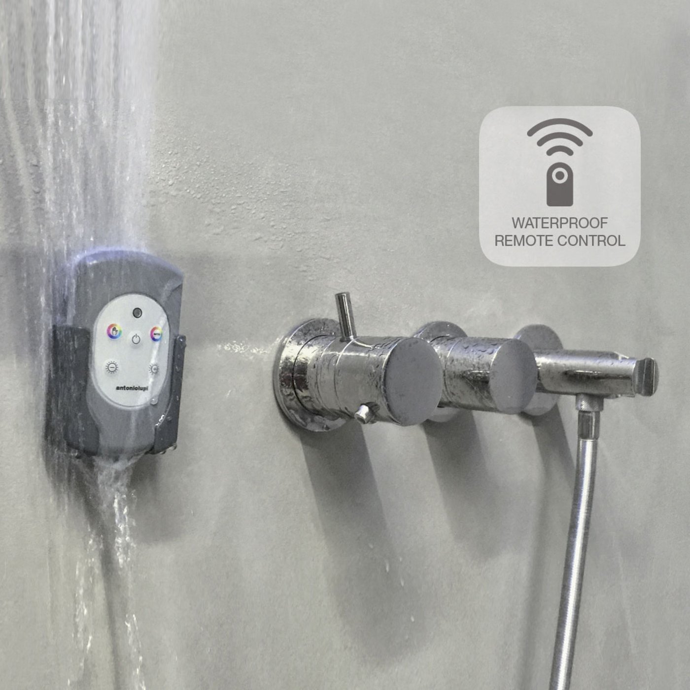 antoniolupi METEO recessed overhead shower with waterfall white ...