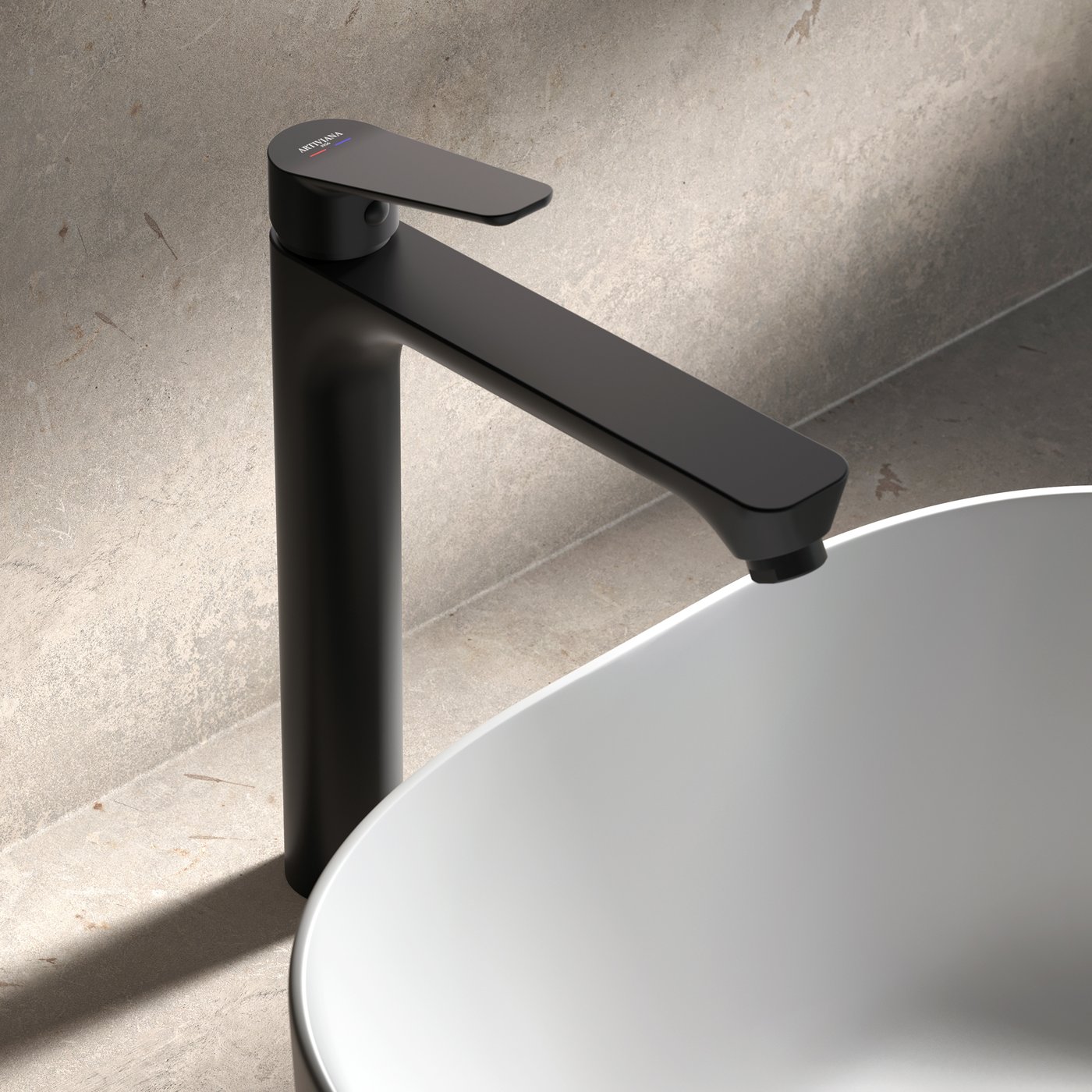 Artiviana Desiderio basin fitting with tall pillar with always-open ...