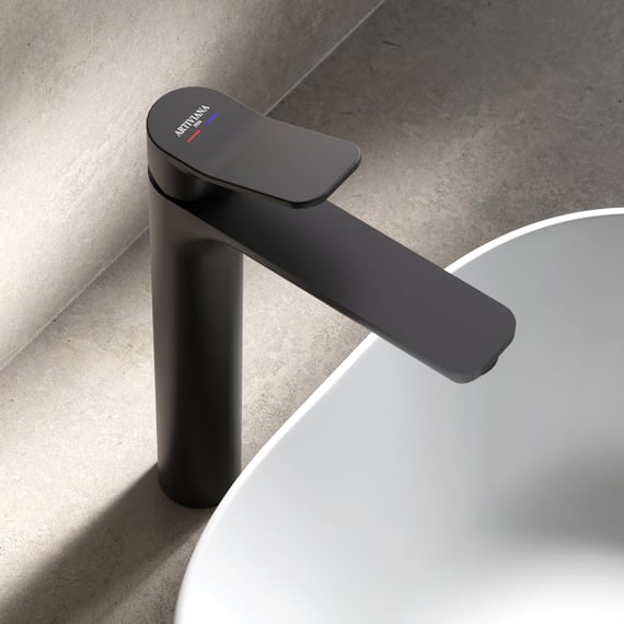 Artiviana Allegro basin mixer with tall pillar matt black - R07JC000NE ...