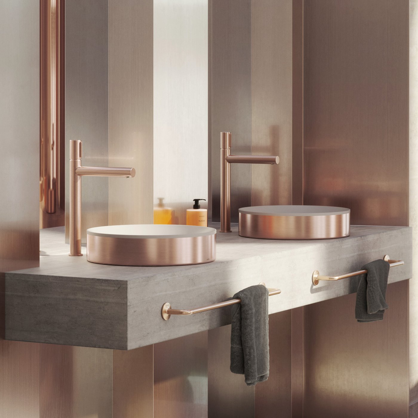 AXOR Suite countertop basin matt white/brushed red gold - 42001310 | REUTER