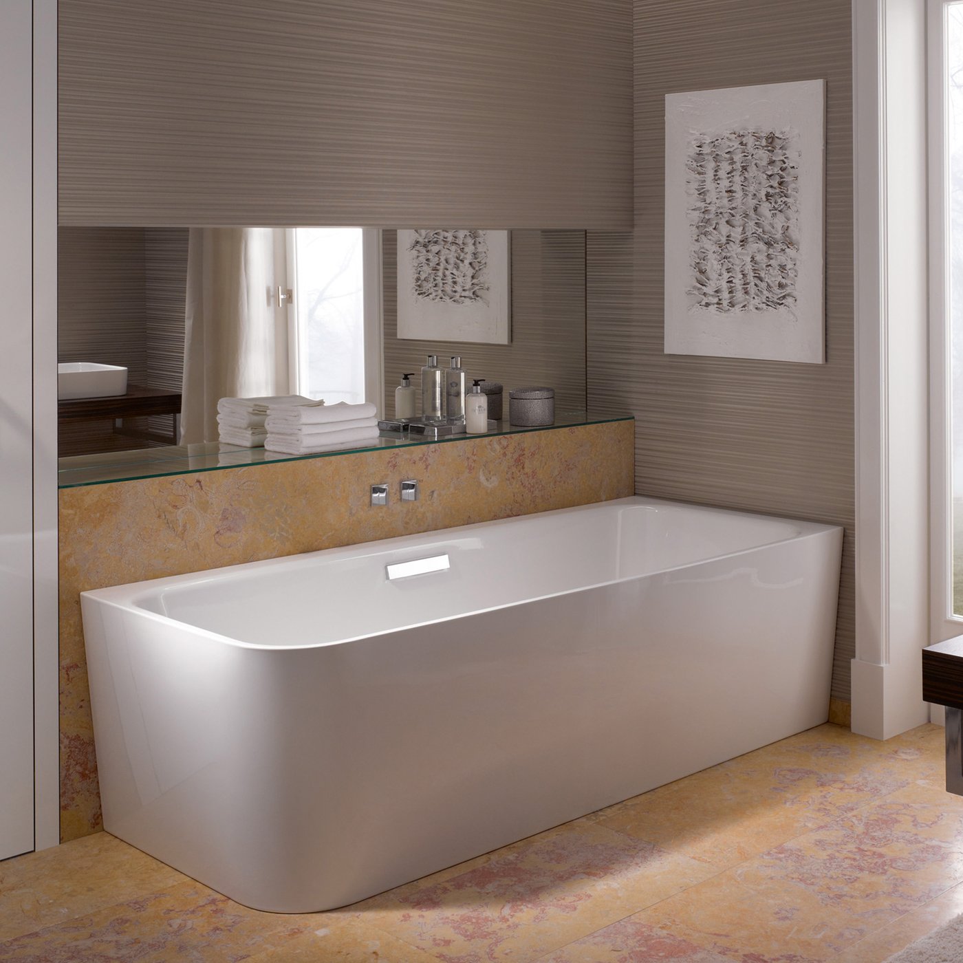 Bette Art corner bath, with panel with BetteGlaze Plus, white - 3480 ...