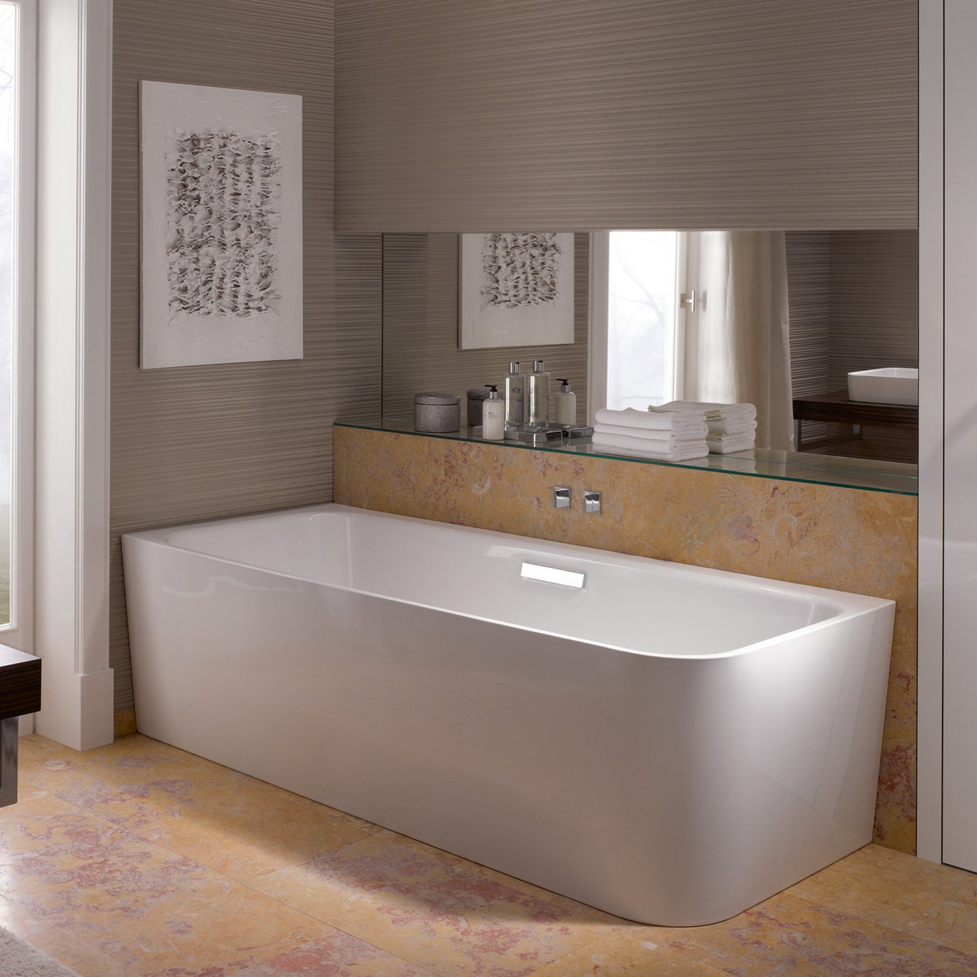 Bette Art corner bath, with panel with BetteGlaze Plus, white - 3480 ...