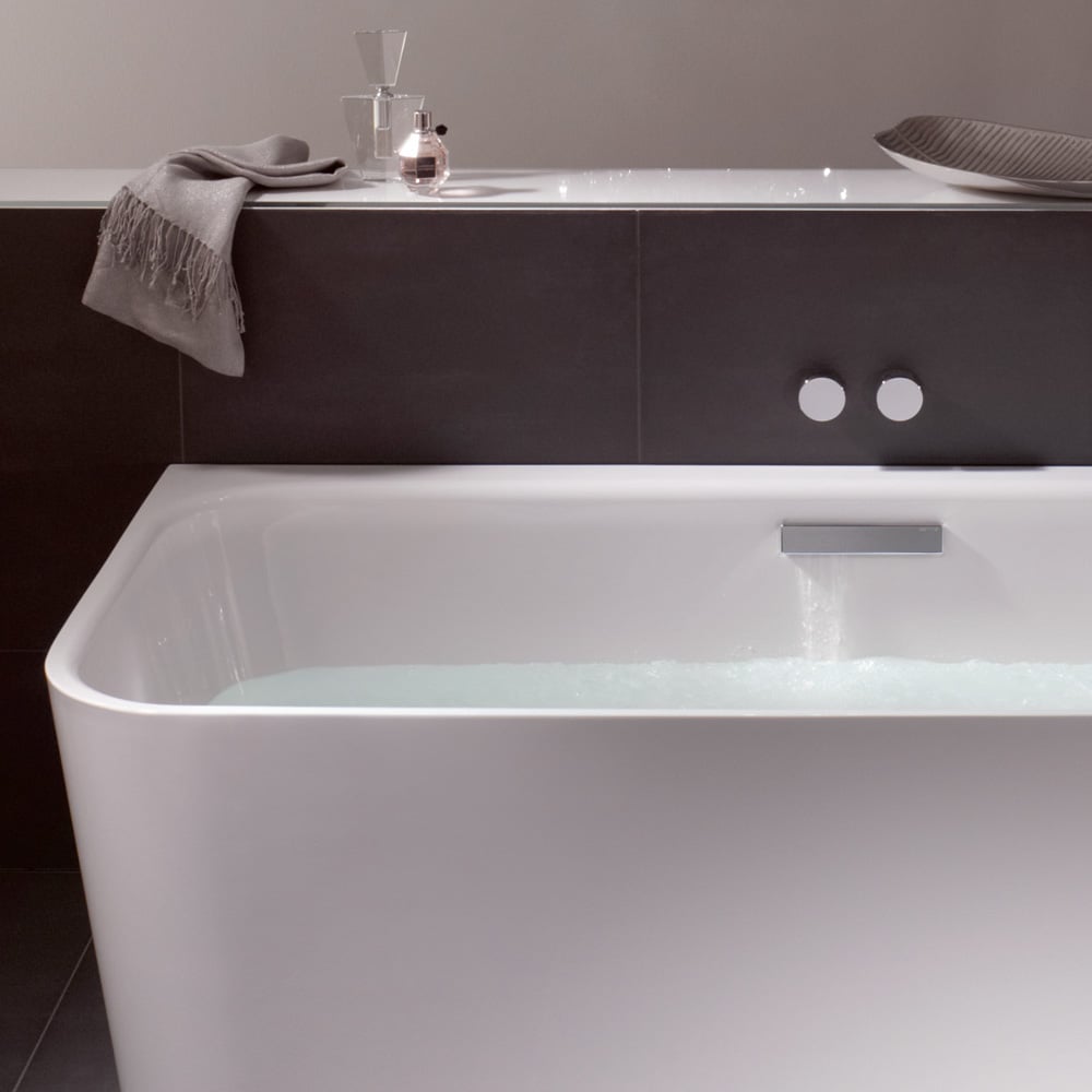 Bette Art I back-to-wall bath, with panel with filling function via ...