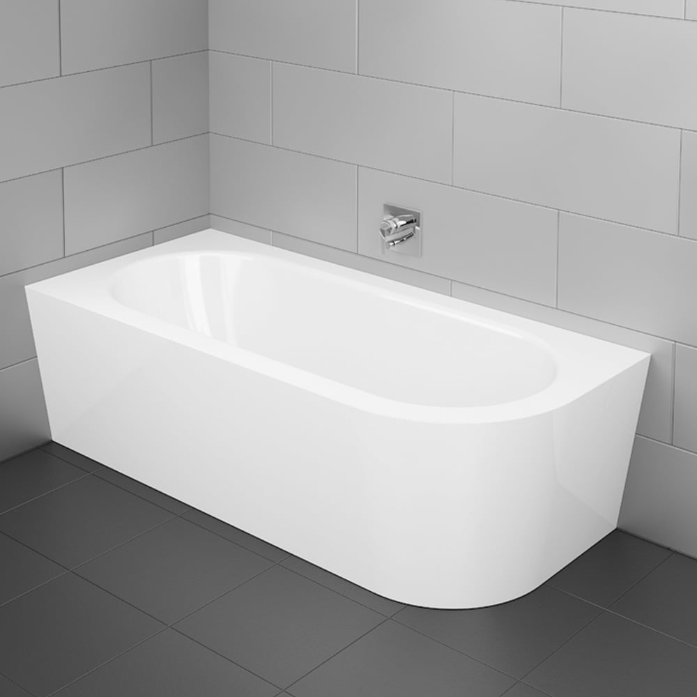 Bette Starlet Silhouette corner bath, with panel with BetteGlaze Plus ...