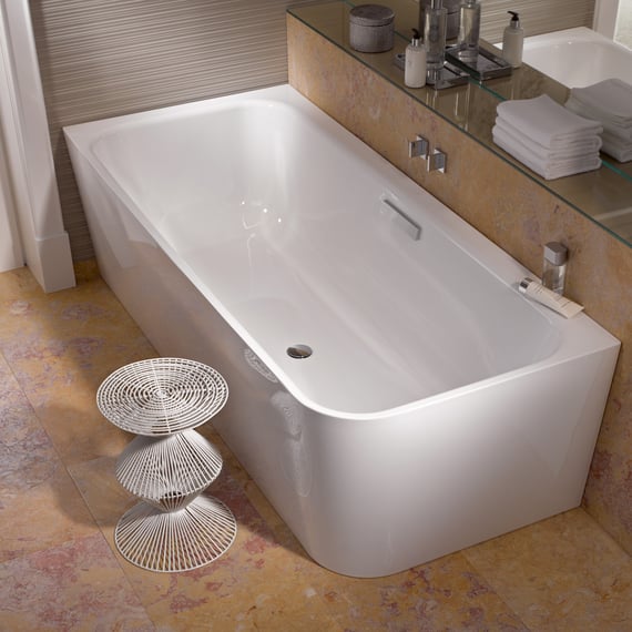 Bette Art corner bath, with panel with BetteGlaze Plus, white - 3480 ...