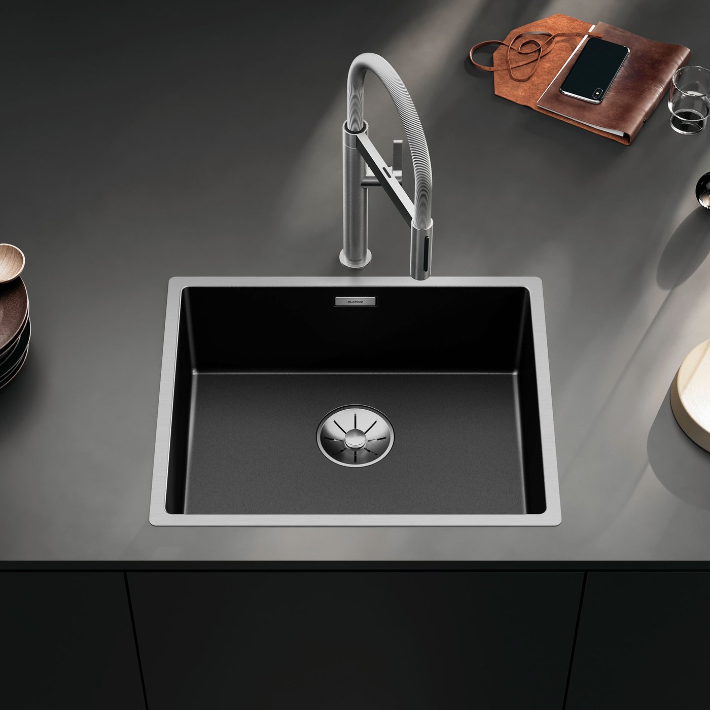 Blanco Claron kitchen sink dark steel - 527836 | REUTER