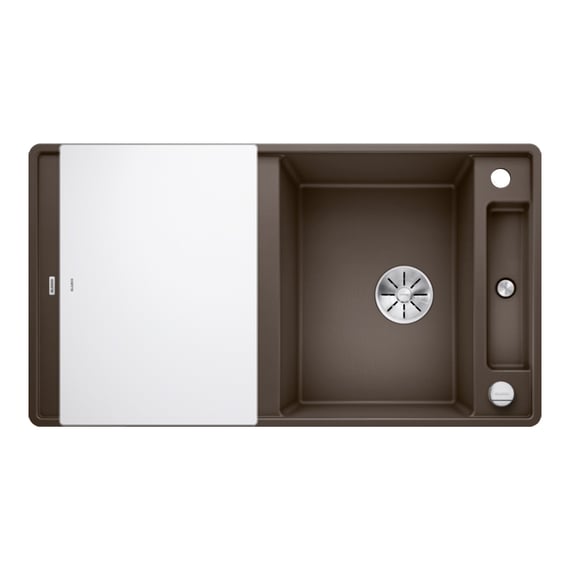 Blanco Axia kitchen sink with glass chopping board, matt coffee ...