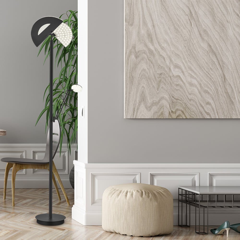 HELL LINA Lampadaire LED avec fonction CCT, 3 sources lumineuses noir ...