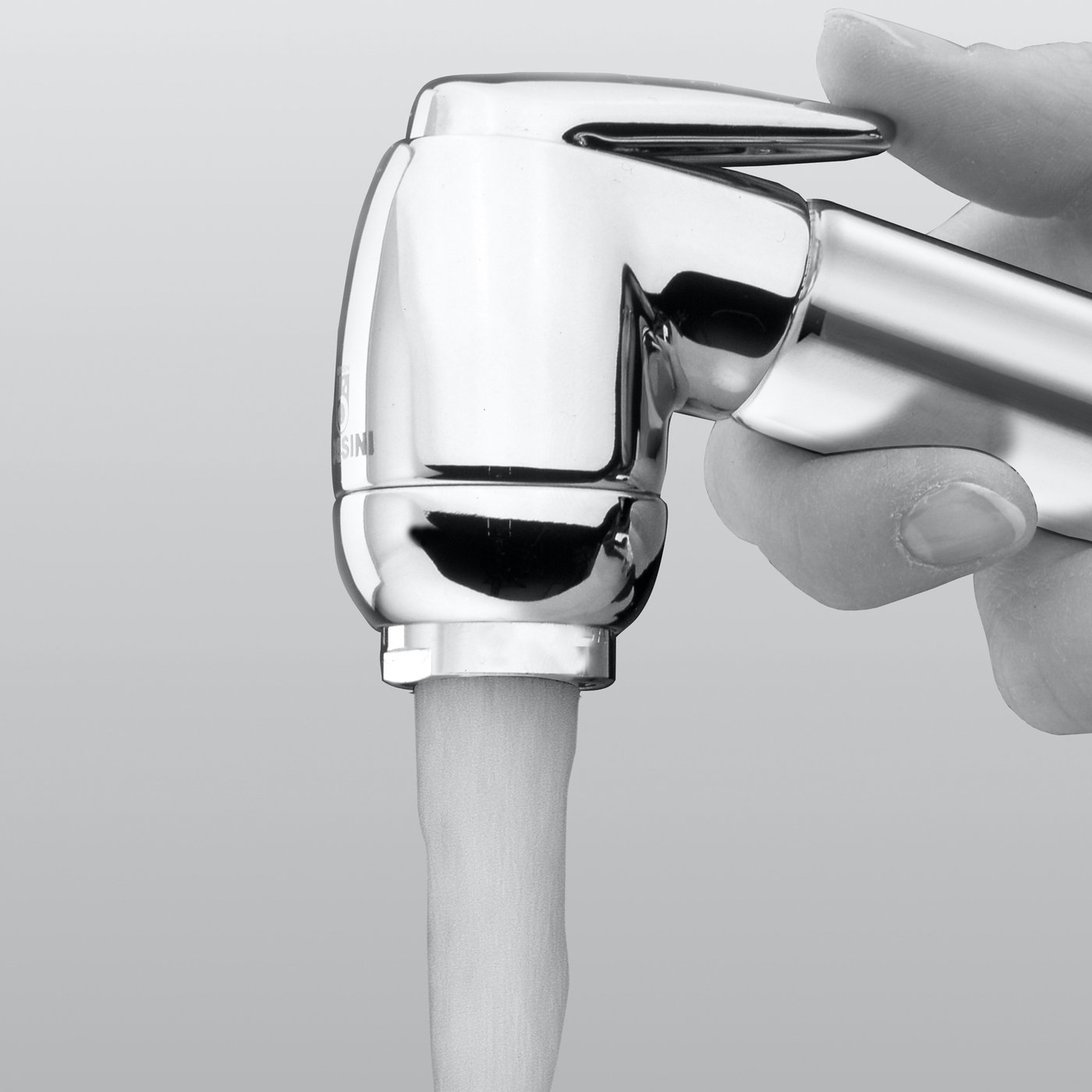 Bossini Gaia hand shower with shut-off system, 1 spray mode chrome ...