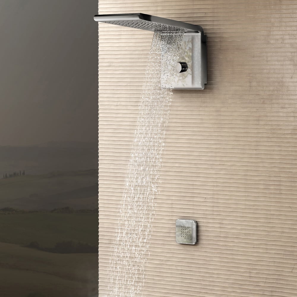Bossini Syncro overhead shower, 3 spray modes brushed stainless steel ...
