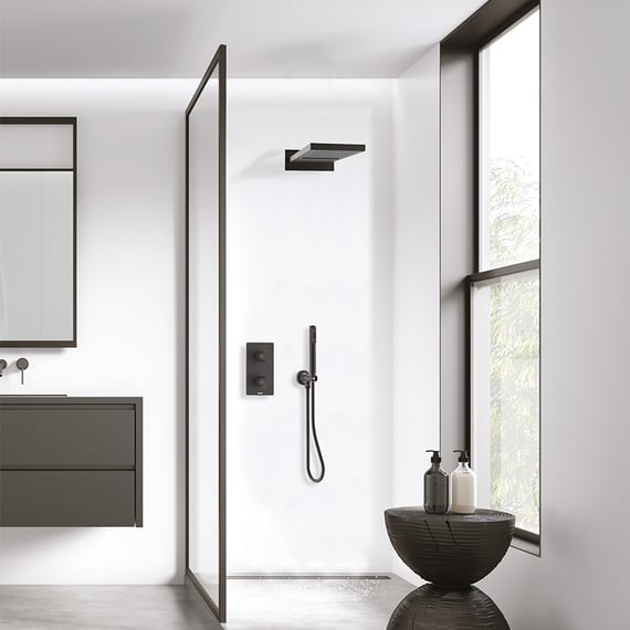 Bossini Manhattan overhead shower set, 2 spray modes matt black ...