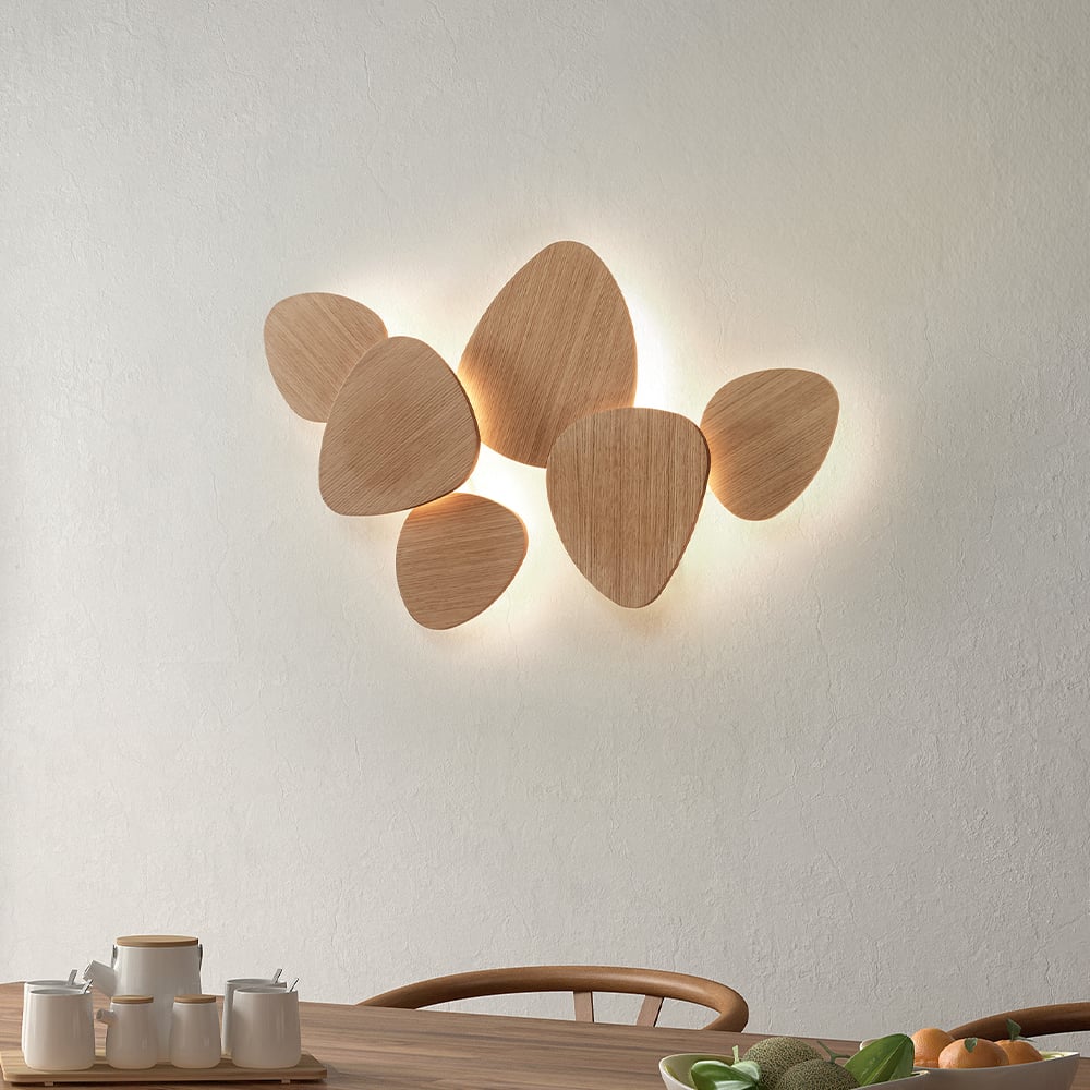 bover Tria Set 6 Wandleuchte, LED dimmbar, eiche natur - 2081601335 ...