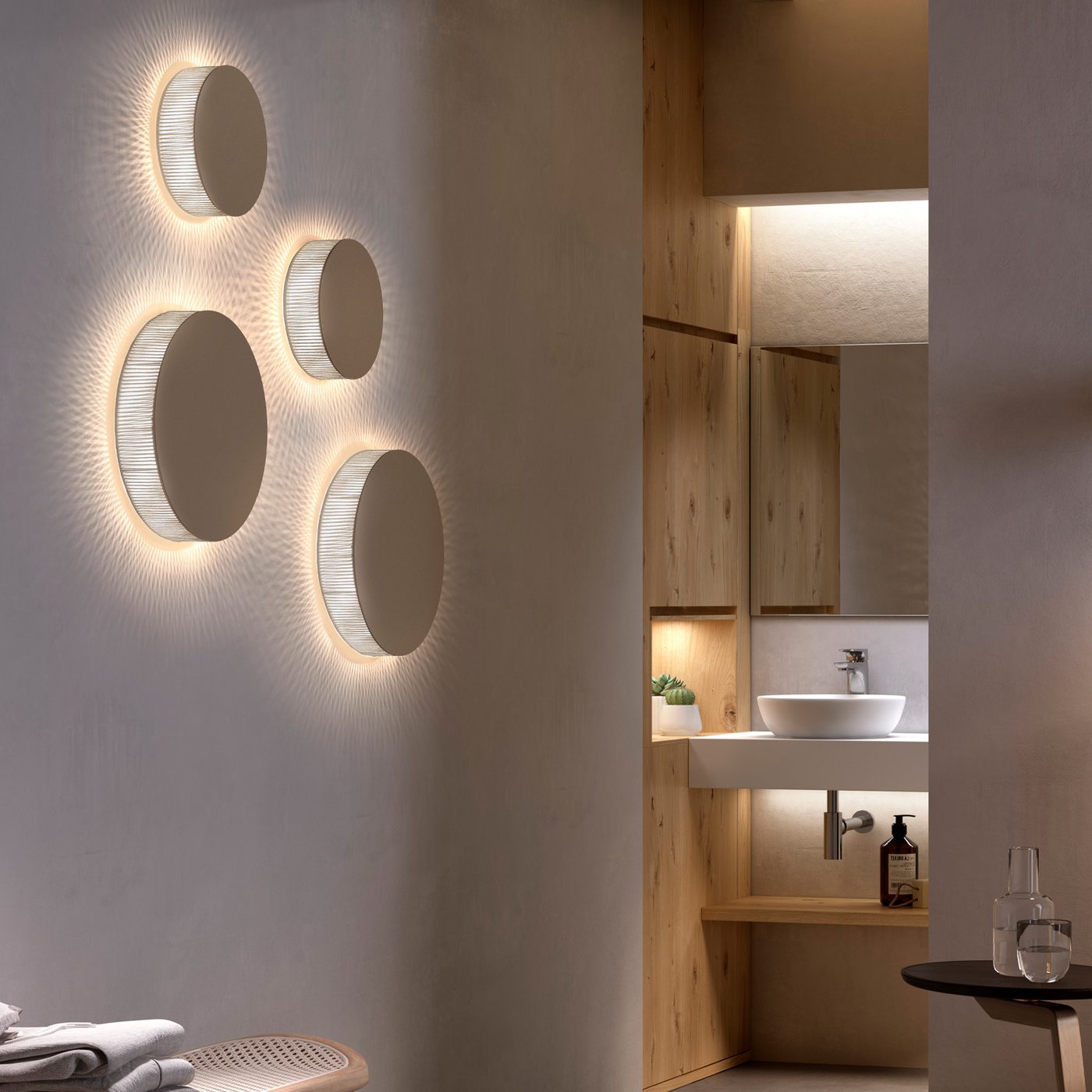bover Helios wall light, LED dimmable, beige - 21401013179 | REUTER