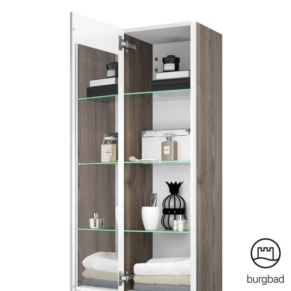 Burgbad Iveo tall unit, 2 doors marone truffle decor - HSIH035LF2748 ...