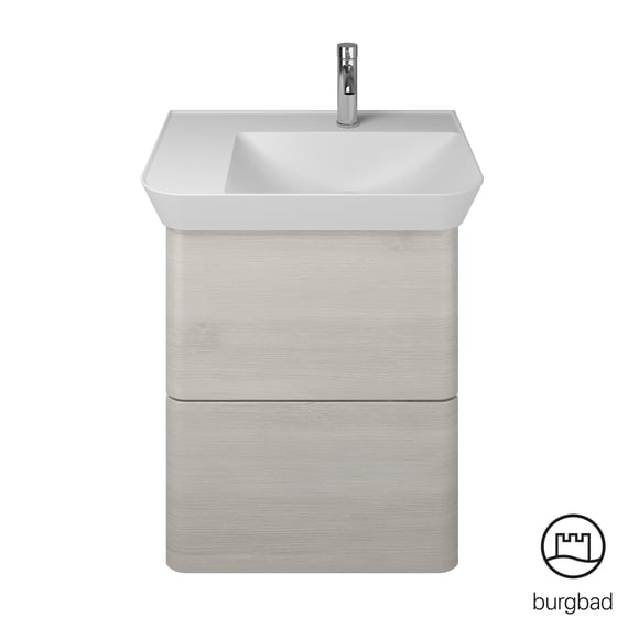 Burgbad Iveo washbasin with vanity unit, 2 pull-out compartments merino ...