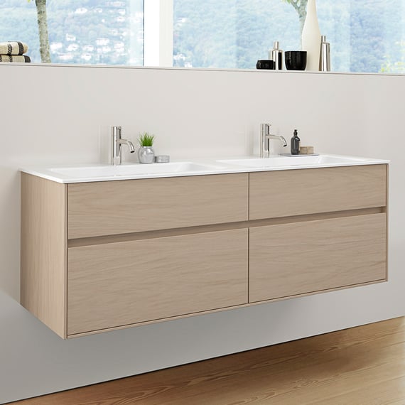 Burgbad RC40 Solitaire washbasin with vanity unit, 2 pull-out ...