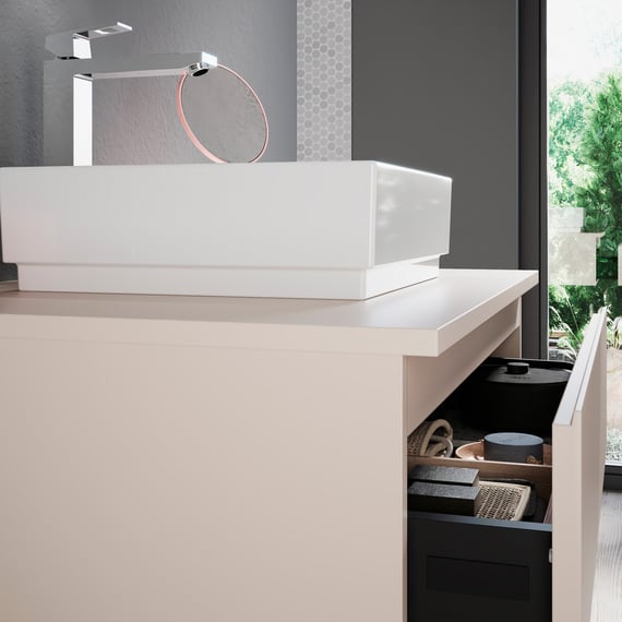Burgbad Cube vanity unit, 1 pull-out compartment matt sand ...