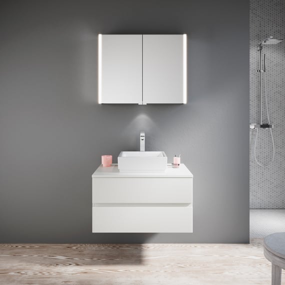 Burgbad Cube vanity unit, 2 pull-out compartments matt white ...