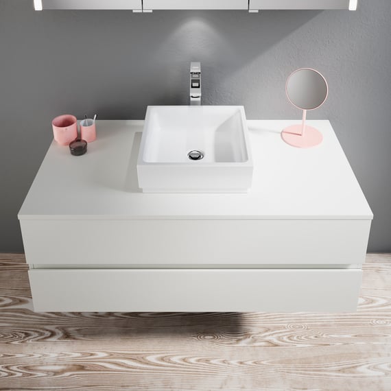Burgbad Cube vanity unit, 2 pull-out compartments matt white ...