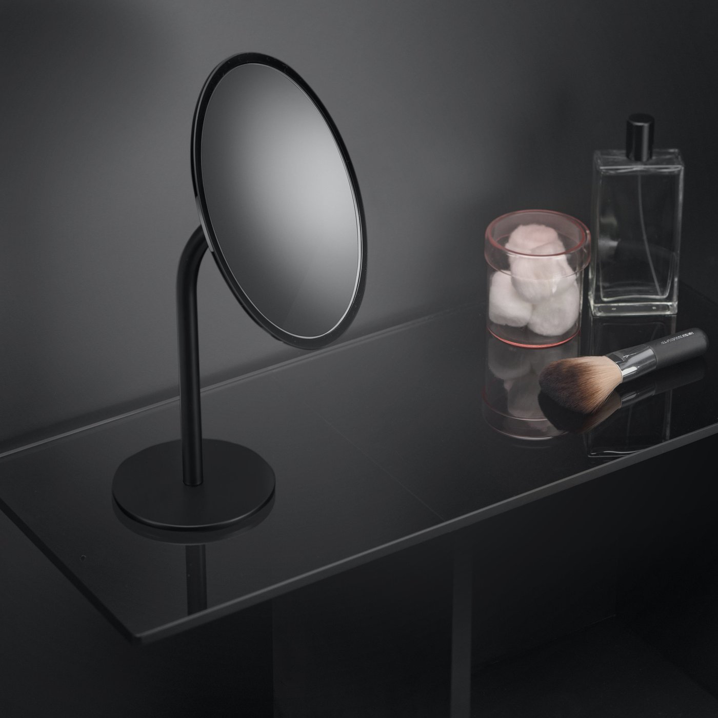Cosmic Black & White beauty mirror, 3x magnification matt black ...