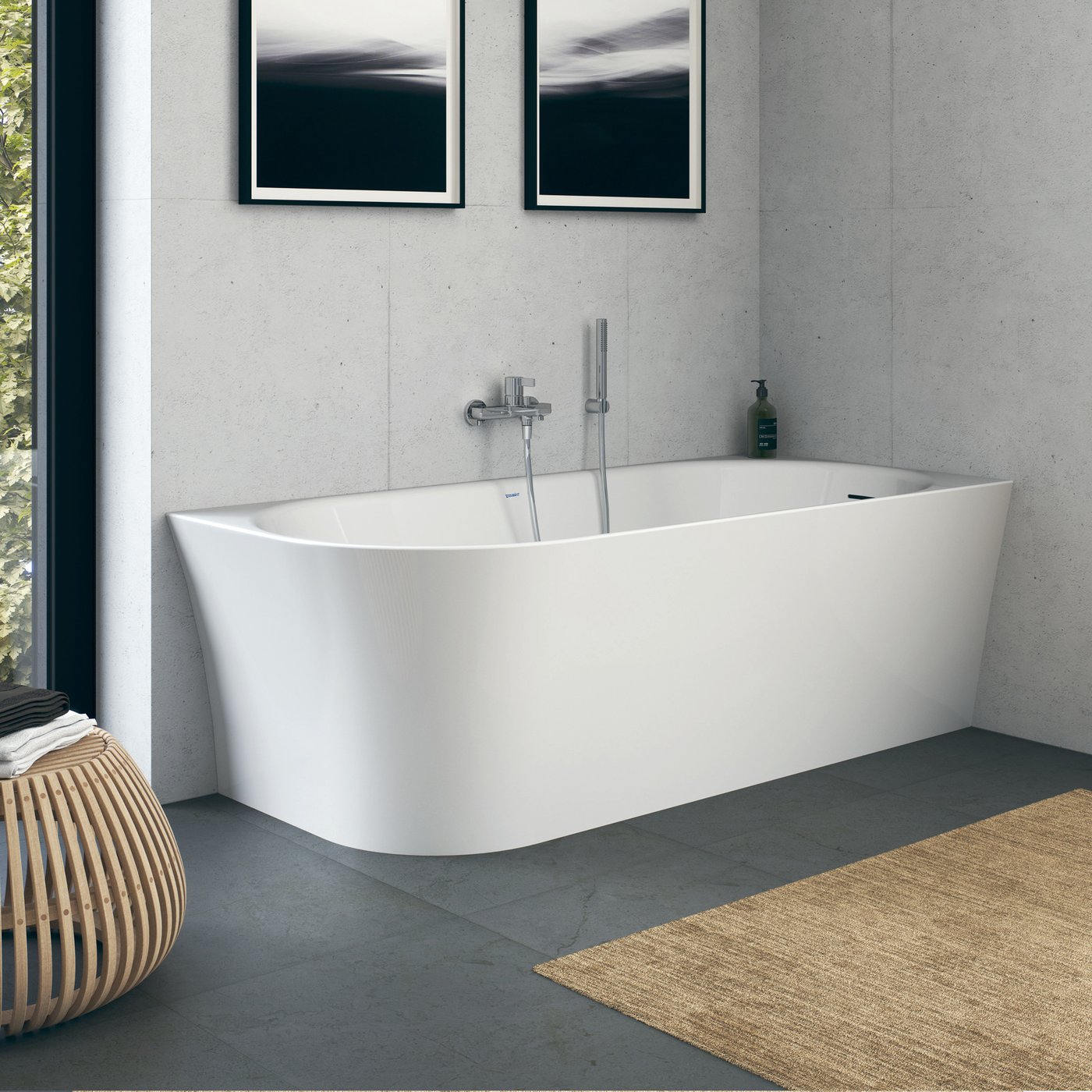 Duravit DuraSenja corner bath, with panel white - 700577000000000 | REUTER
