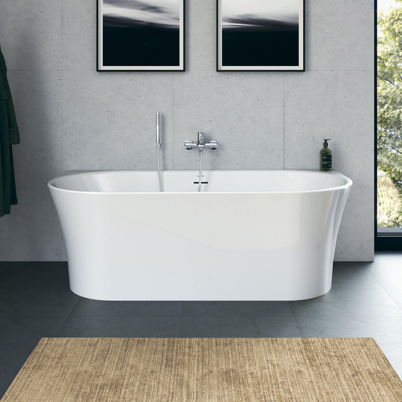Duravit DuraSenja back-to-wall bath, with panel white - 700582000000000 ...
