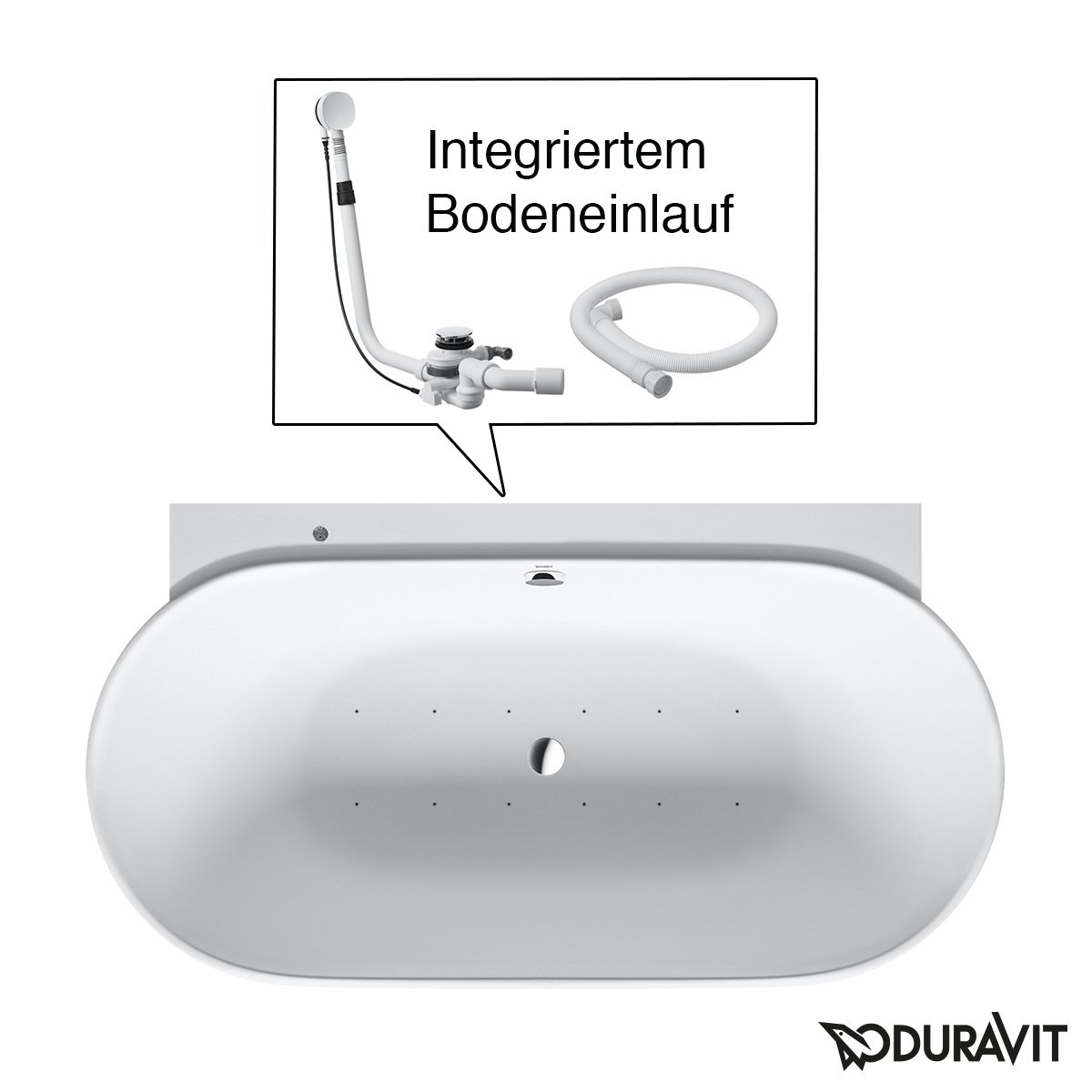 Duravit Luv back-to-wall whirlbath, with panel with filling function ...