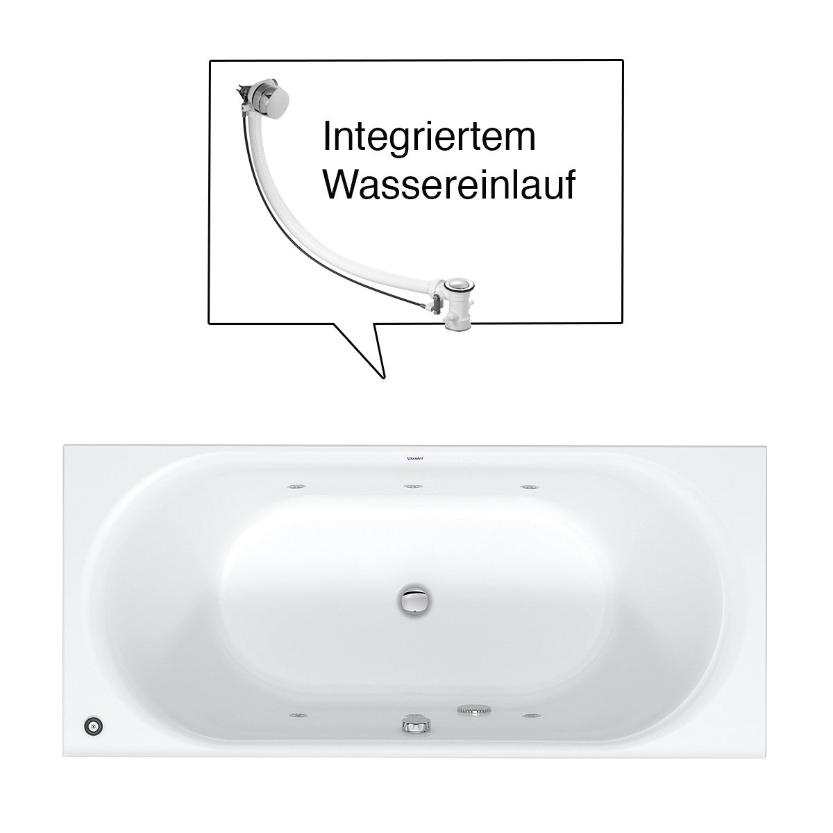 Duravit D-Neo rectangular whirlbath with filling function via overflow ...