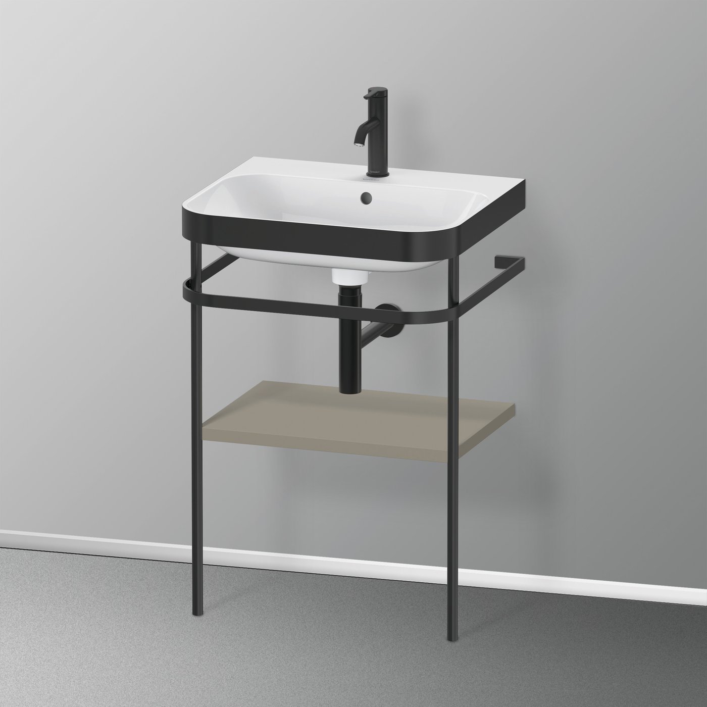Duravit Happy D.2 Gestell mit Waschtisch steingrau seidenmatt/schwarz ...