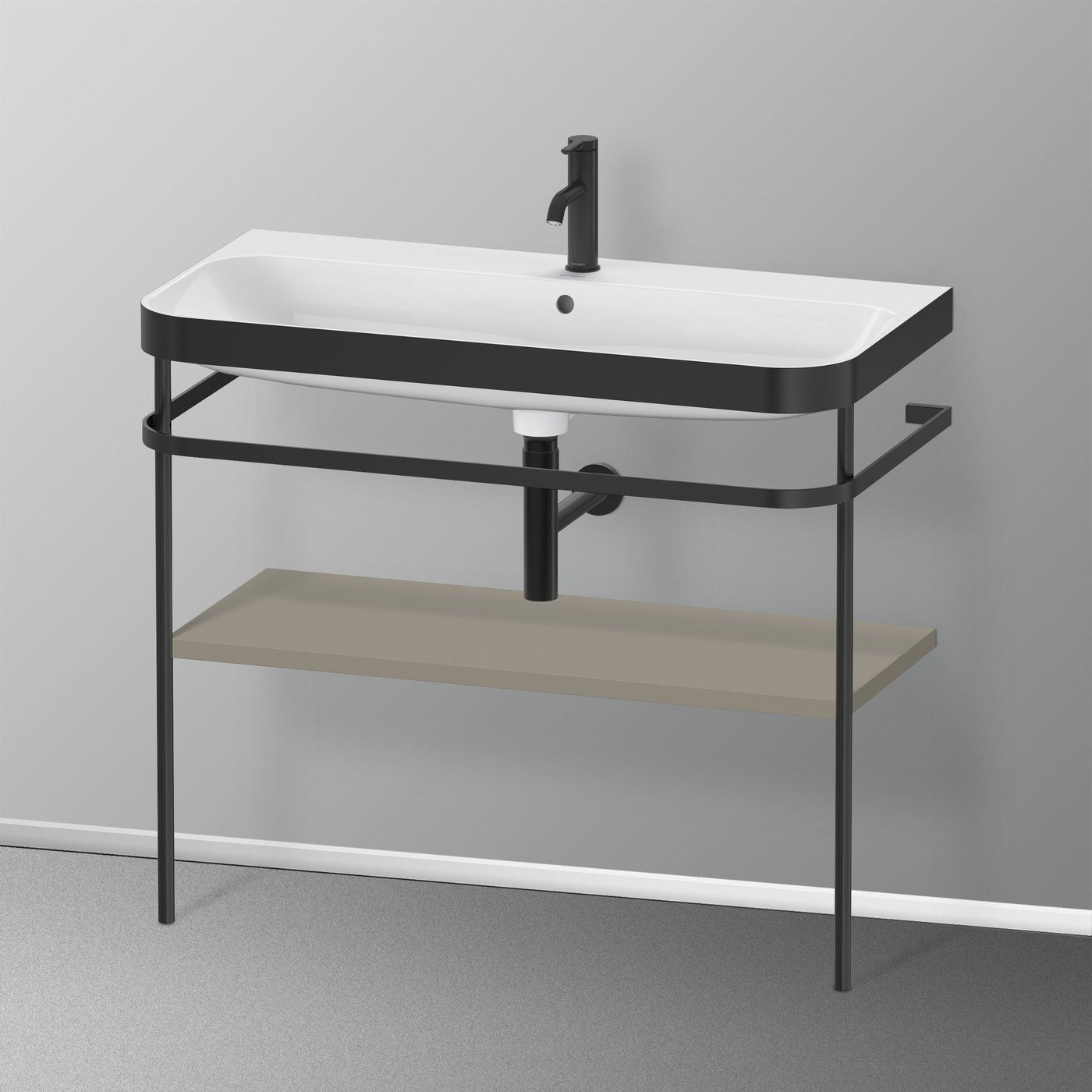 Duravit Happy D.2 Gestell mit Waschtisch steingrau seidenmatt/schwarz ...