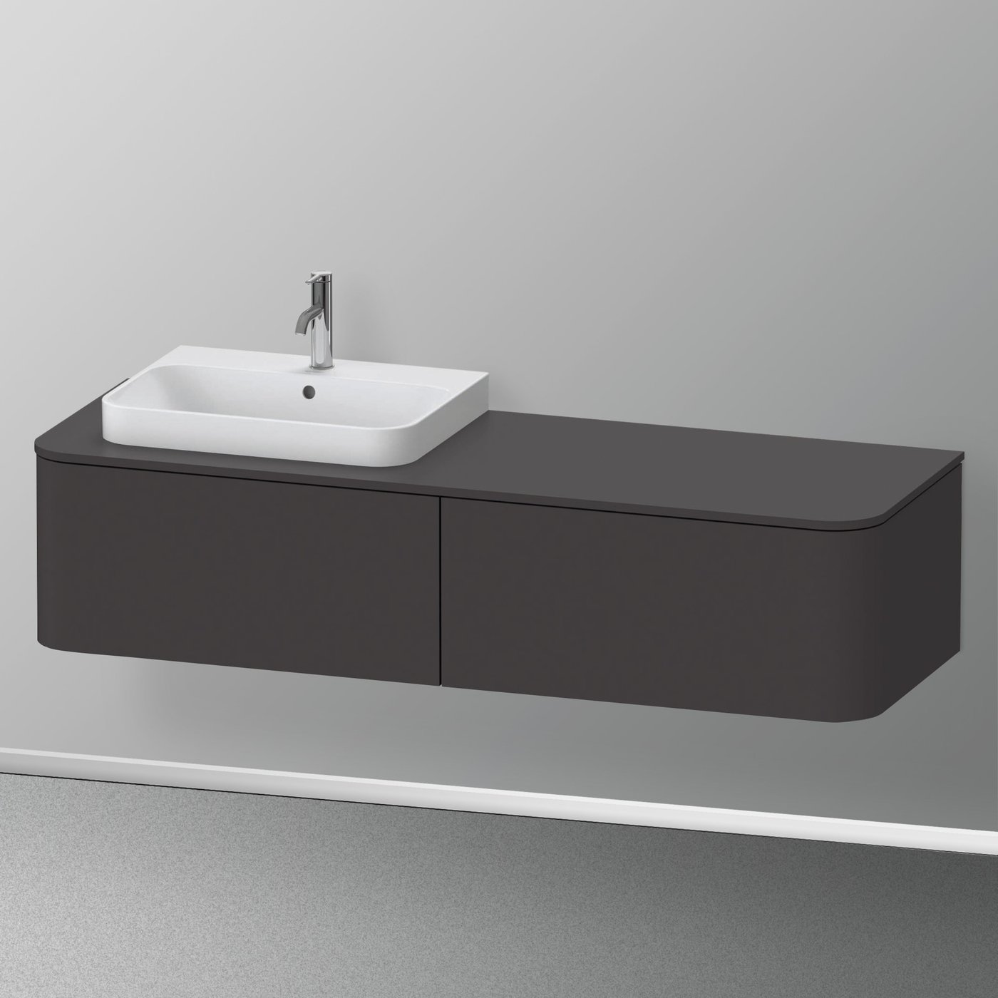 Duravit Happy D.2 Konsolenplatte mit Ausschnitt, graphit supermatt ...