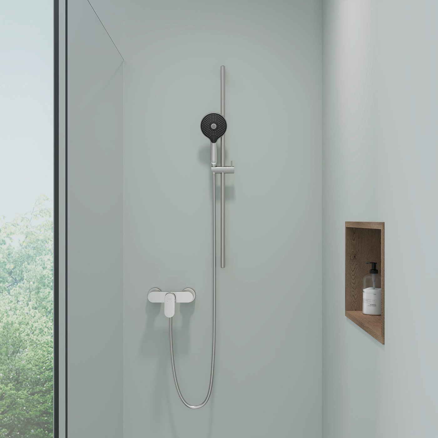 Duravit Universal hand shower, 3 spray modes brushed stainless steel ...