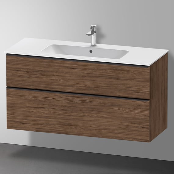 Duravit D-Neo vanity unit, 2 pull-out compartments dark walnut ...