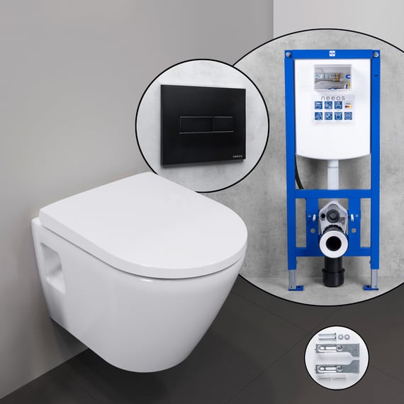 Duravit D-Neo Compact complete SET wall-mounted toilet with neeos pre ...