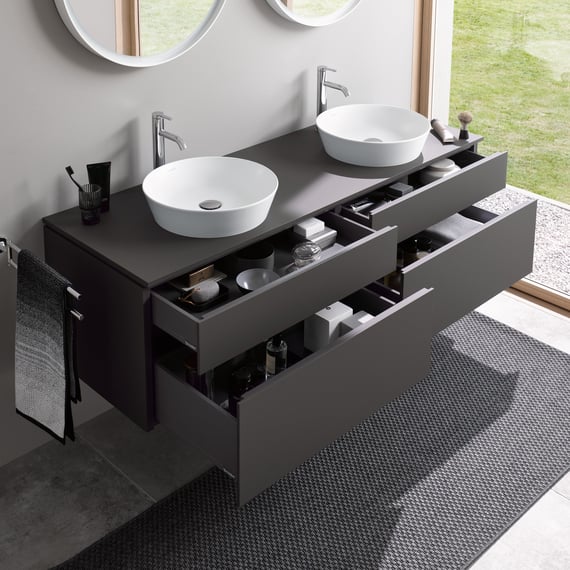 Duravit L-Cube vanity unit, 4 pull-out compartments natural oak ...