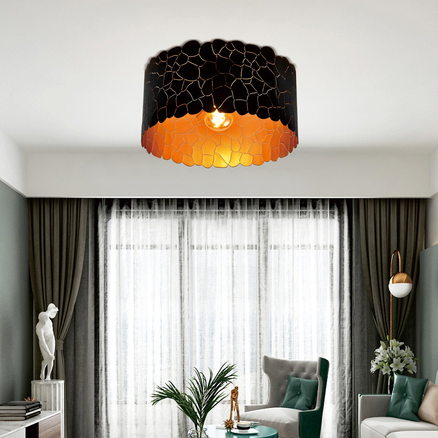 Ecolumeo PAKARU ceiling light, E27 dimmable, black/gold - BEL02821BM4D ...