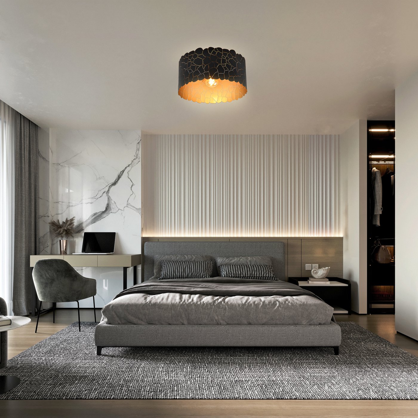 Ecolumeo PAKARU ceiling light, E27 dimmable, black/gold - BEL02821BM4D ...