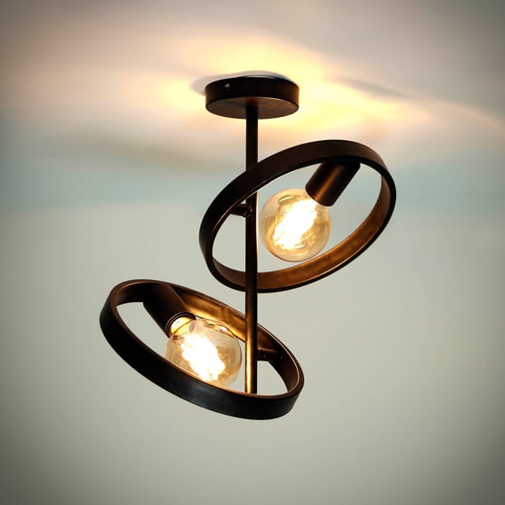 Ecolumeo New York E27 pendant light, 2 heads anthracite - BE614-8404/76 ...