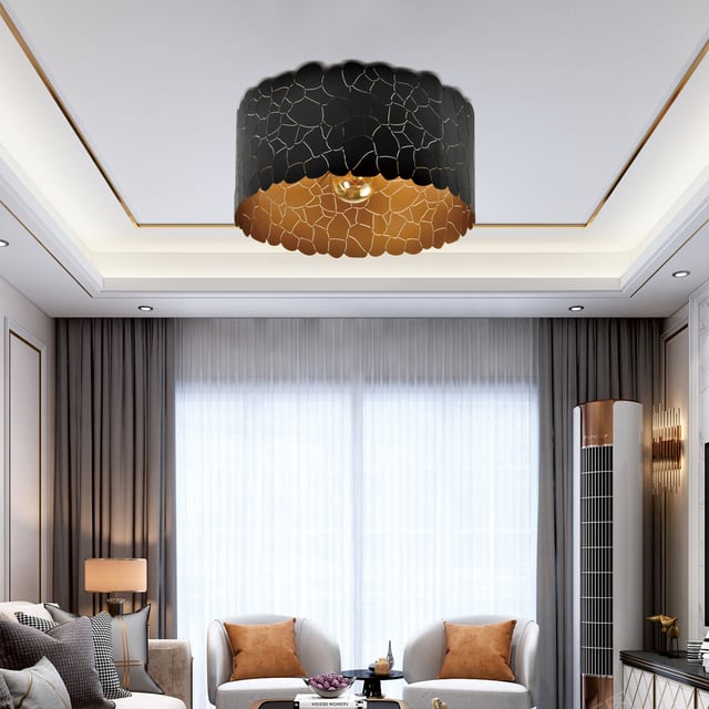 Ecolumeo PAKARU ceiling light, E27 dimmable, black/gold - BEL02821BM4D ...