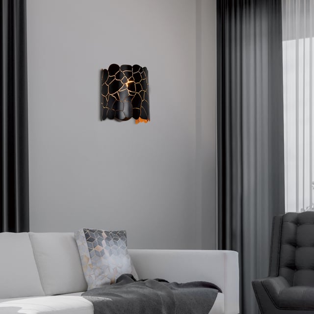 Ecolumeo PAKARU wall light, E27 black/gold - BEL02851BM4D | REUTER