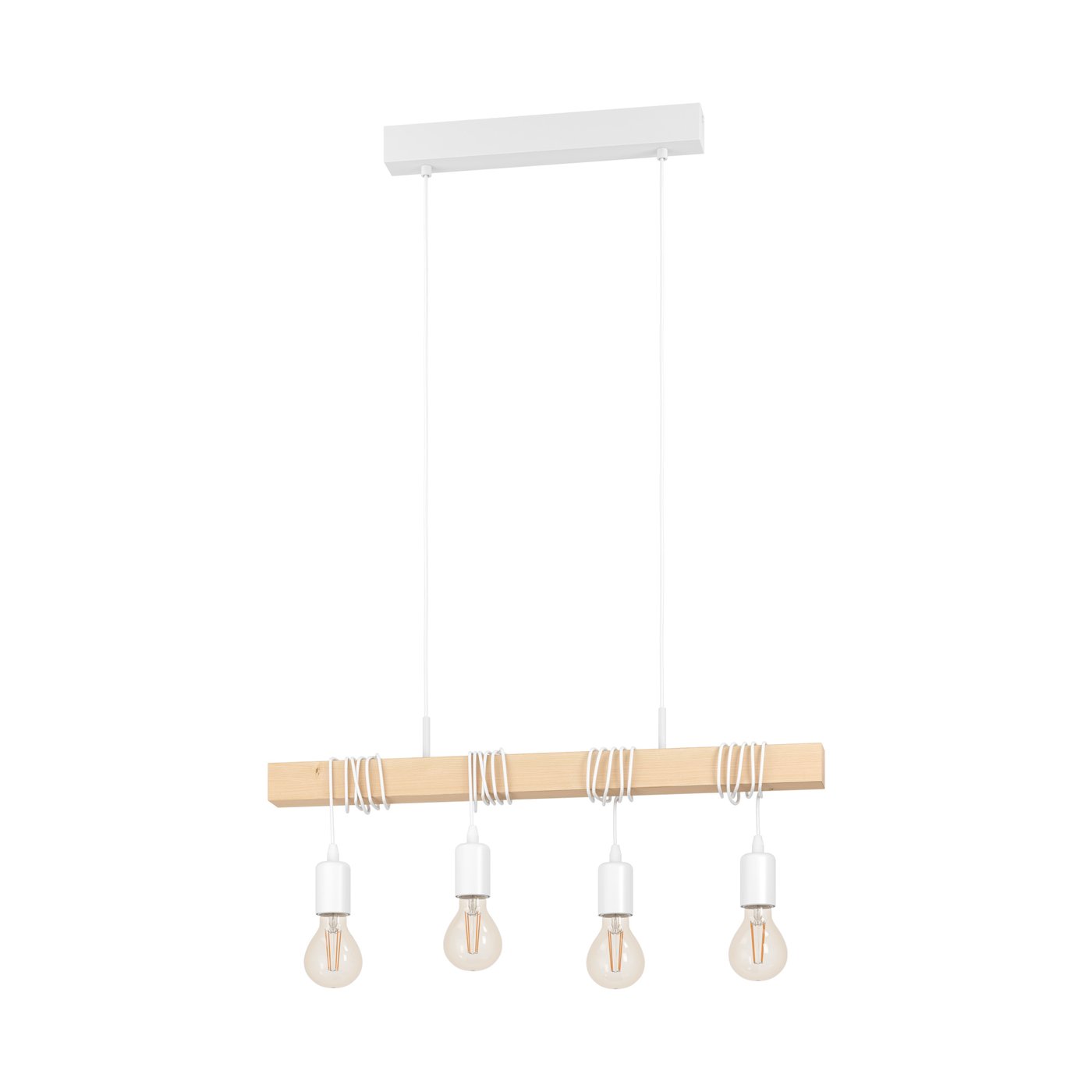 Eglo TOWNSHEND Pendelleuchte 4-flammig, E27 dimmbar, weiß/braun - 43704 ...