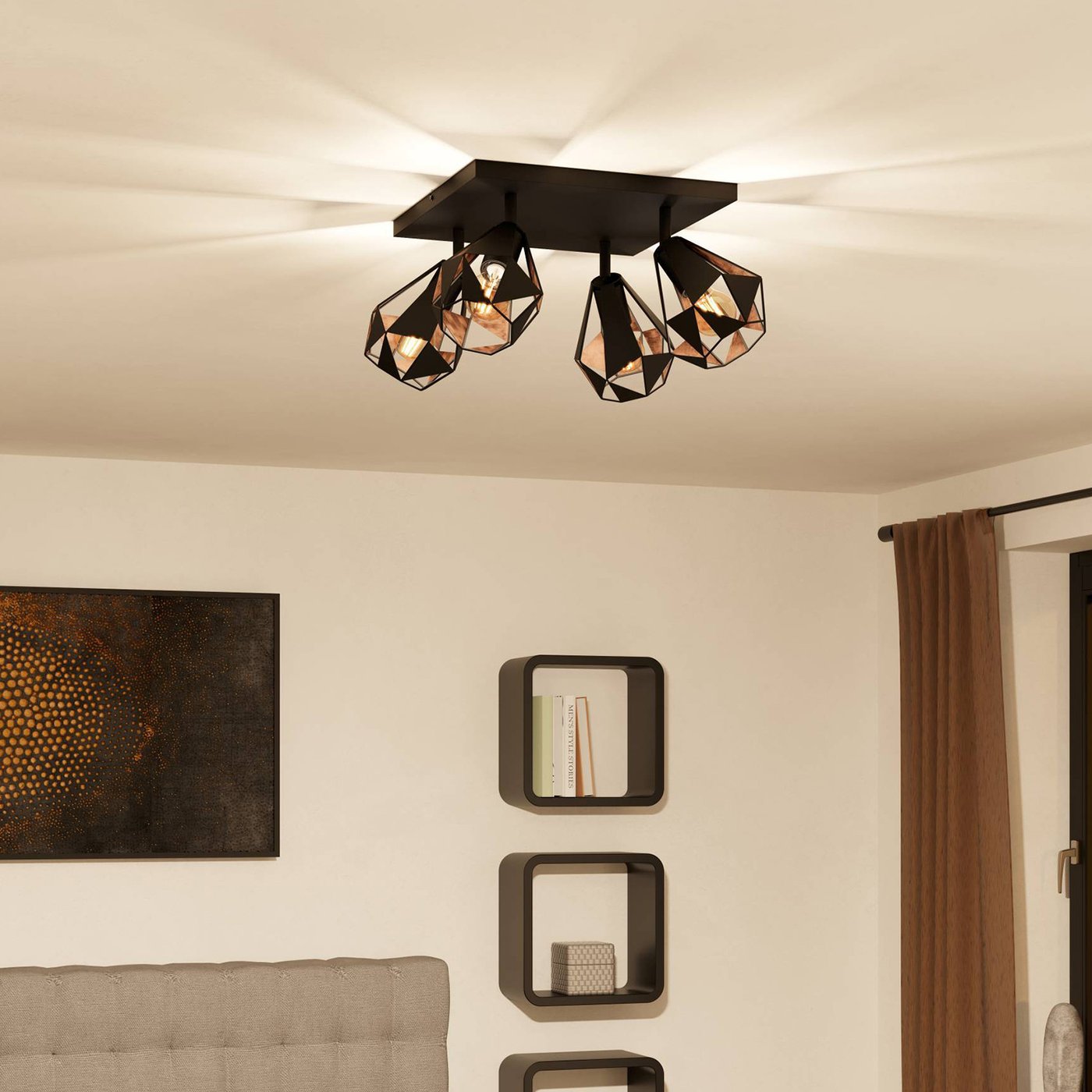 Eglo CARLTON 7 ceiling light, E27 dimmable, black/copper - 43718 | REUTER