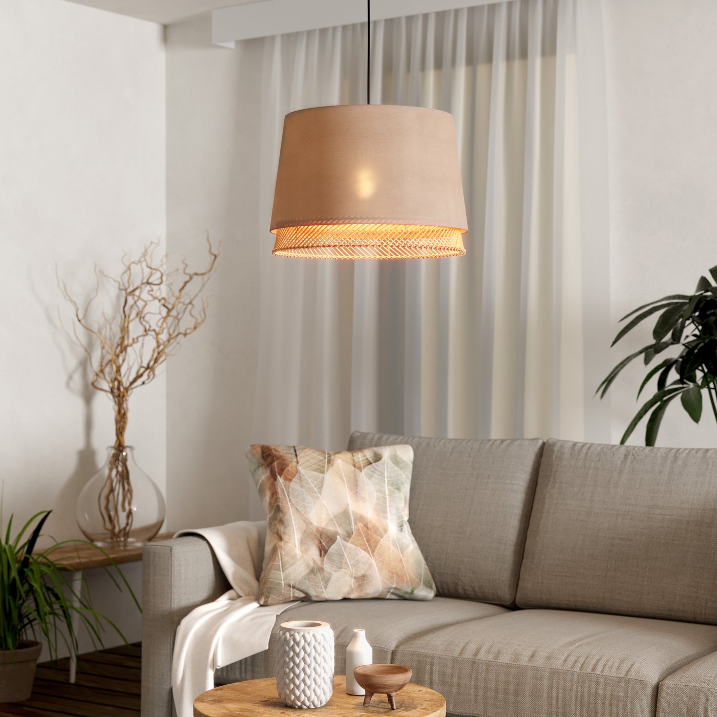 Eglo TABLEY Pendelleuchte, E27 dimmbar, natur/braun - 43975 | REUTER