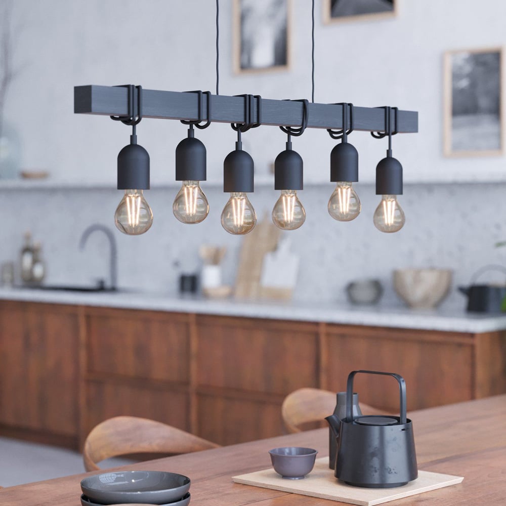 Eglo TOWNSHEND Pendelleuchte 6-flammig, E27 dimmbar, schwarz - 44062 ...