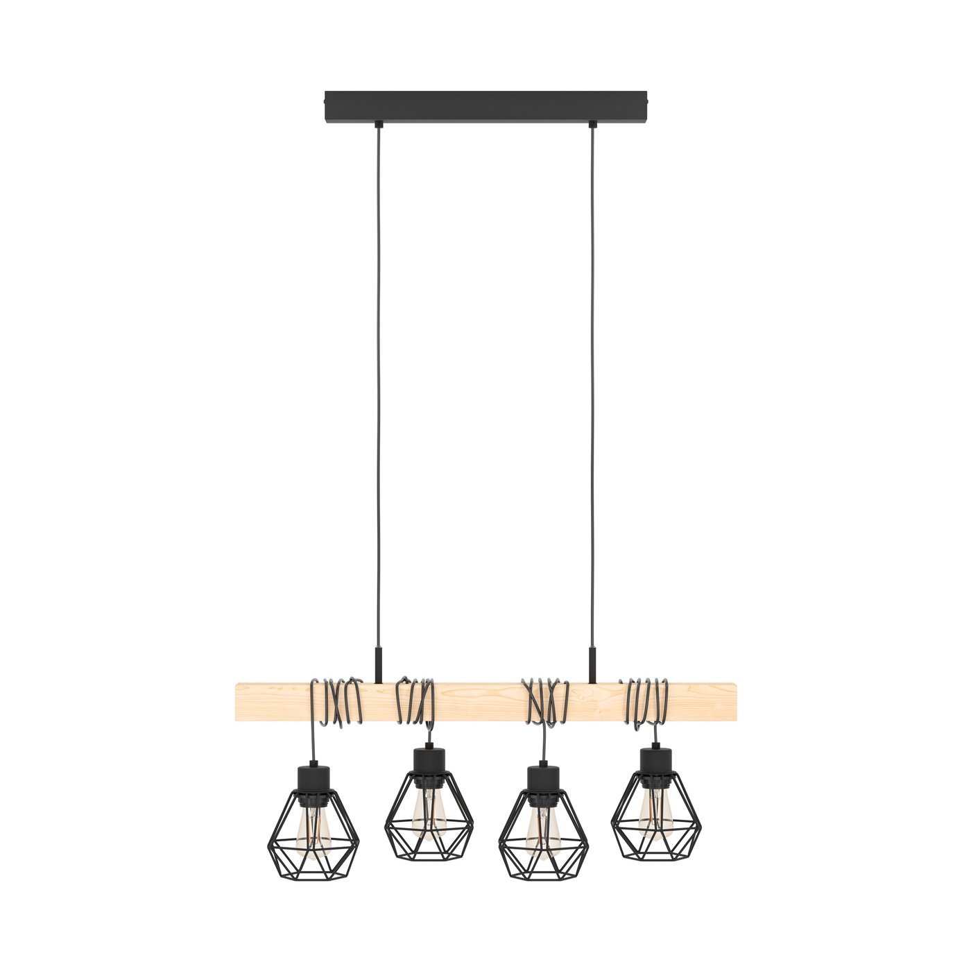 Eglo TOWNSHEND 5 Pendelleuchte 4-flammig, E27 dimmbar, schwarz/braun ...