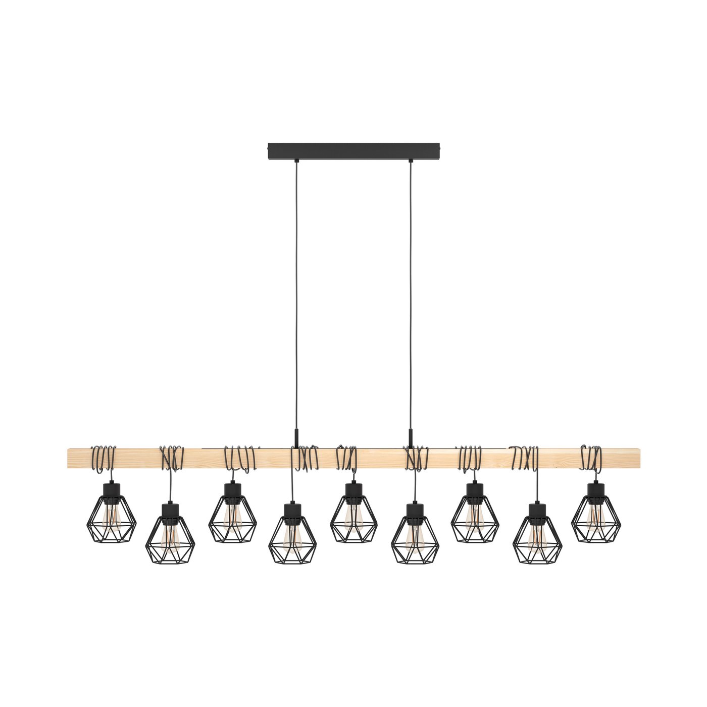 Eglo TOWNSHEND 5 Pendelleuchte 9-flammig, E27 dimmbar, schwarz/braun ...