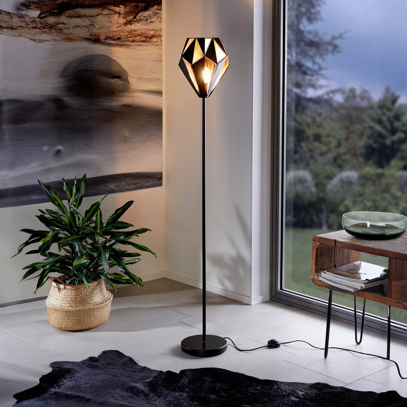 Eglo CARLTON floor lamp, E27 black/copper - 49994 | REUTER