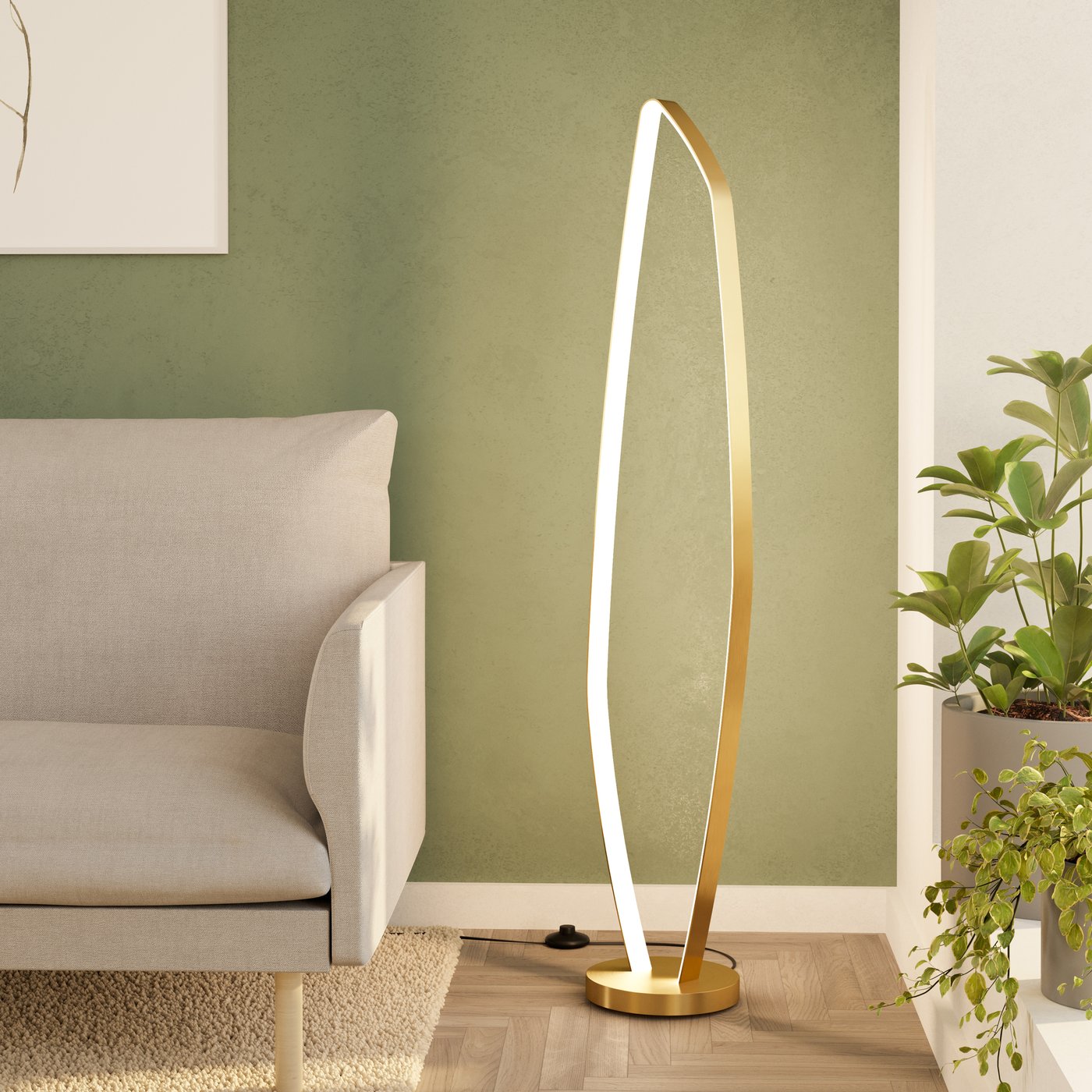 Eglo VALLEROSA floor lamp, LED brushed brass/white - 900919 | REUTER
