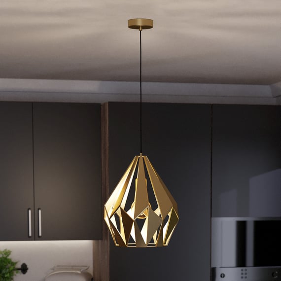 Eglo CARLTON pendant light, E27 dimmable, gold - 43814 | REUTER