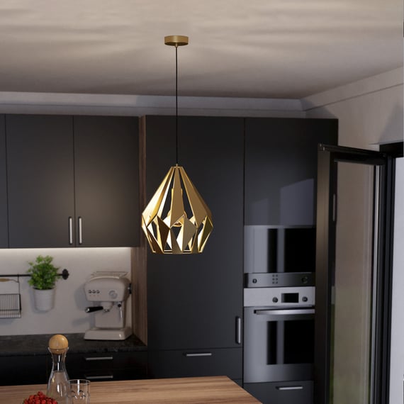 Eglo CARLTON pendant light, E27 dimmable, gold - 43814 | REUTER